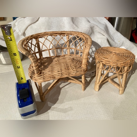 Accents | Vintage Mini Wicker Doll Loveseat And Table | Poshmark